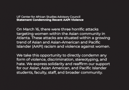 Statement Condemning Recent AAPI Violence - Center for African Studies